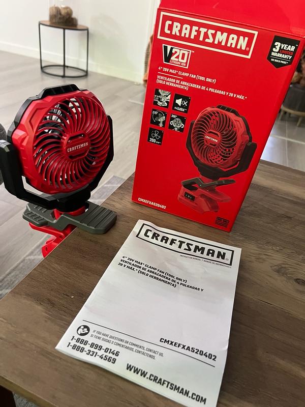 CRAFTSMAN 4-in 20 -Volt Indoor Red and black Desk Fan in the Portable ...