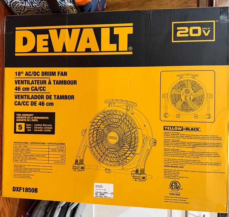 DEWALT 18-in 20 -Volt High Velocity Indoor/Outdoor Yellow Industrial ...