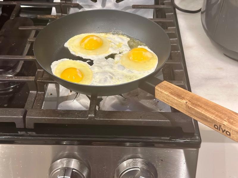 alva Forest 4-Piece Blue Carbon Steel Frying Pan Skillet Non-Toxic Pre ...