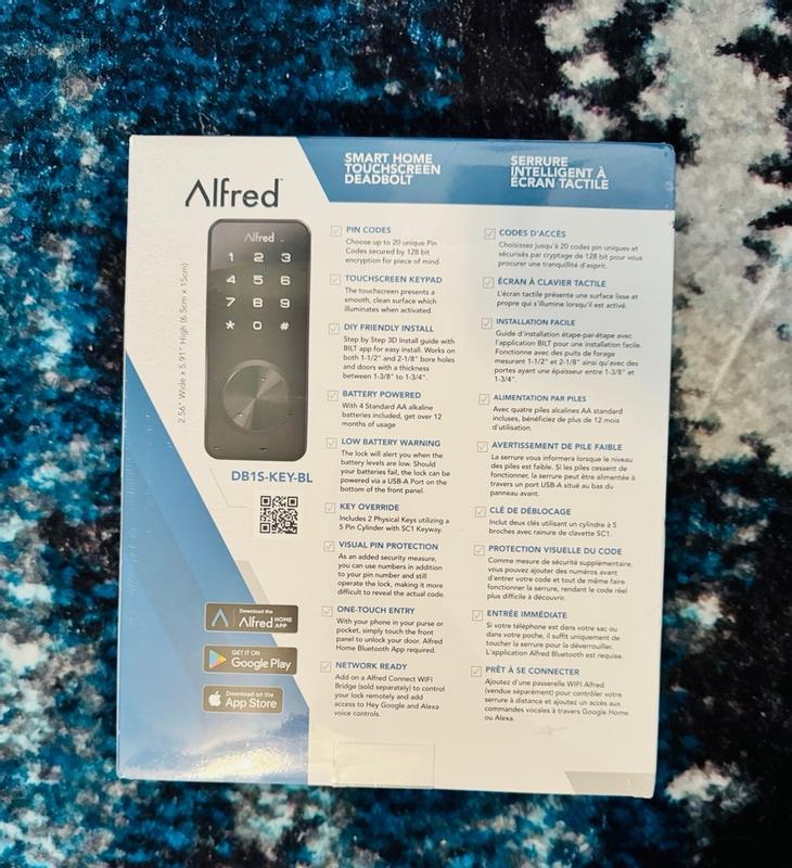 Alfred DB1S Black Smart Lock Electronic Deadbolt with Wifi Bluetooth ...