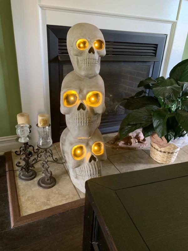 Haunted Hill Farm Skull Stack Statue with LED Eyes at Tractor Supply Co