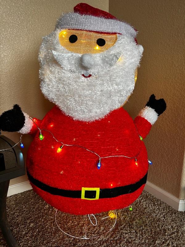 Fraser Hill Farm Prelit Collapsible Tinsel Santa Indoor or Outdoor ...