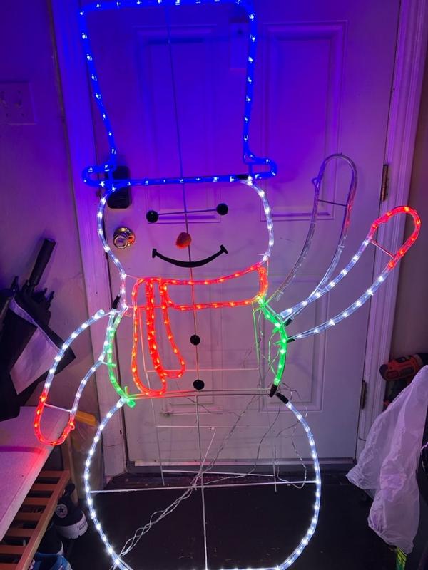Fraser Hill Farm Prelit LED Snowman with Waving Arm Outdoor Decoration ...