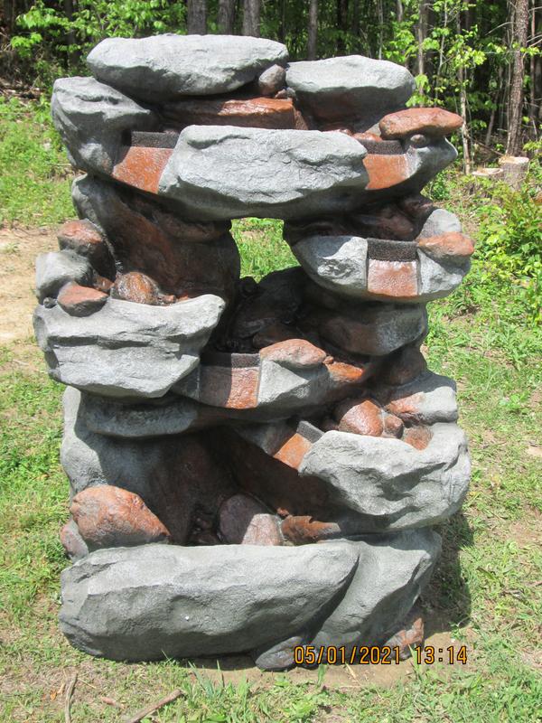Alpine Corporation 54-in H Resin Water Rock Waterfall Outdoor Fountain ...