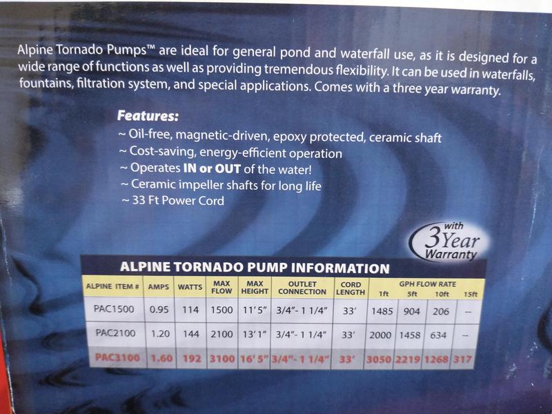 Alpine Corporation 3100-GPH Submersible Corded Electric Pond Pump ...