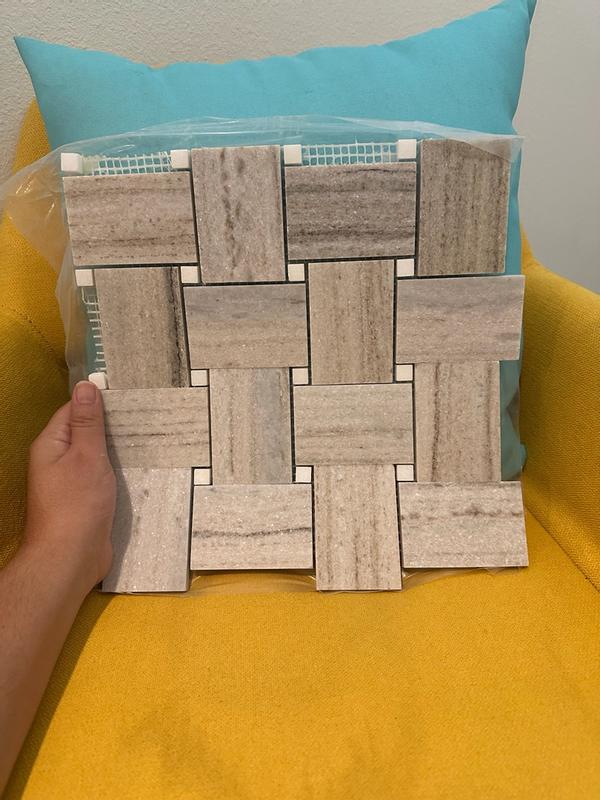 Apollo Tile Mirage Light Beige with Soft Gray 11-in x 11-in Polished ...