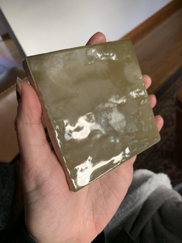 Apollo Tile Silken Olive Green 4-in x 4-in Glossy Ceramic Stone Look ...