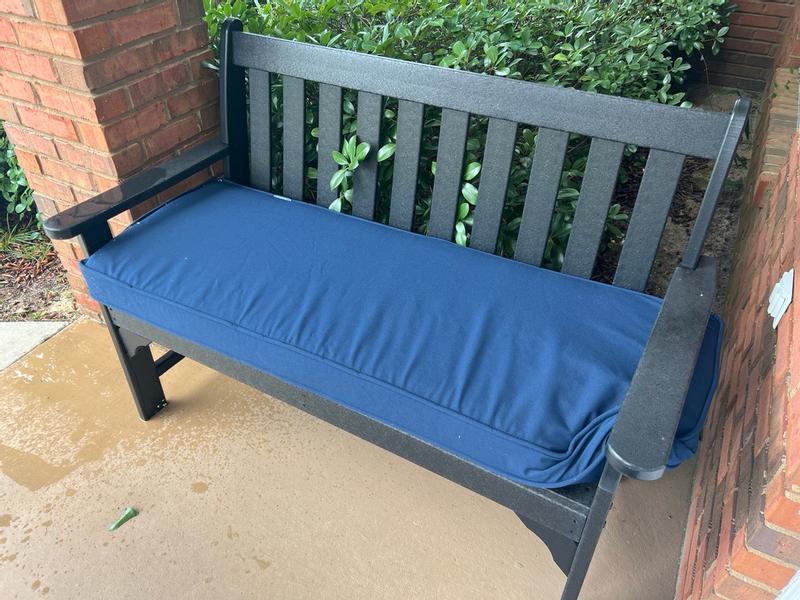 ARDEN 18-in x 48-in Classic Navy Woven Solid Patio bench cushion in the Patio Furniture Cushions ...