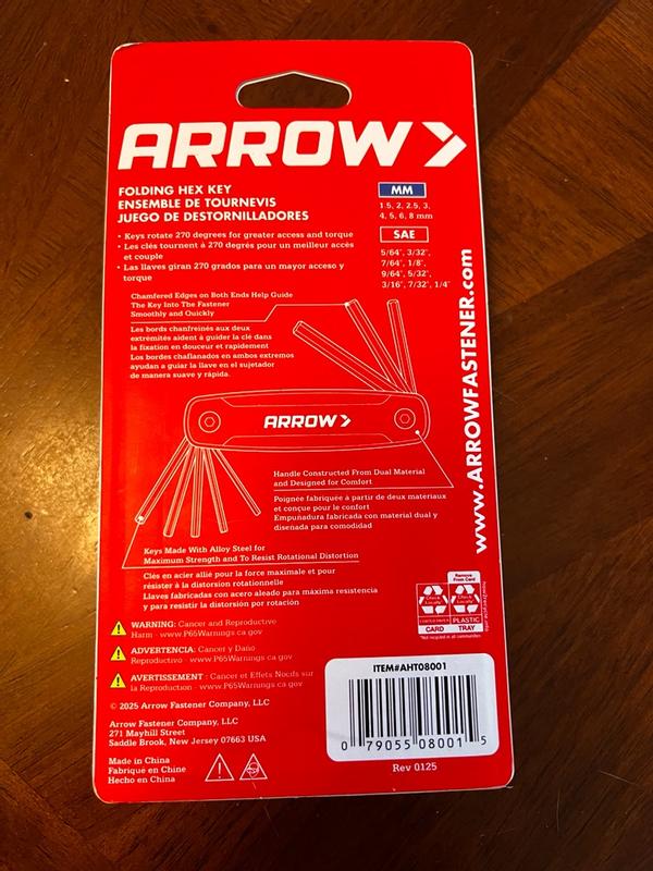 Arrow Fastener Assorted Metric and standard (SAE) 16 -Pieces Hex key ...