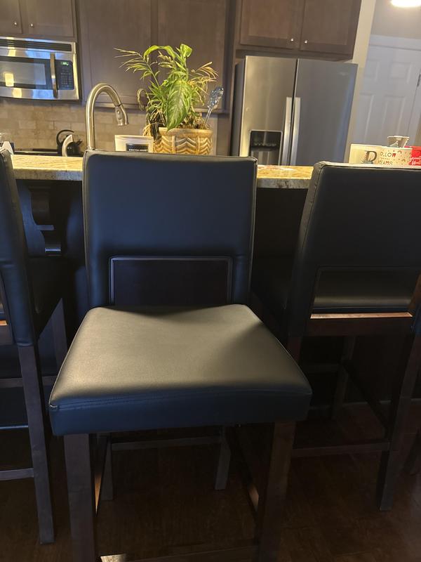 Linon Espresso black 30.5-in H Bar height Upholstered Wood Bar Stool in ...