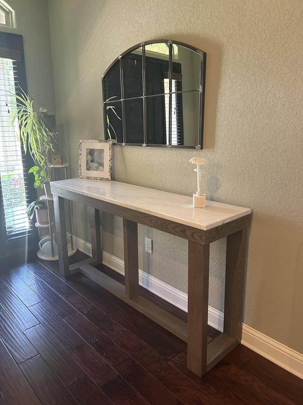 Signature Design by Ashley Loyaska Grayish Brown Wood and Natural Marble Sofa Console Table with ...