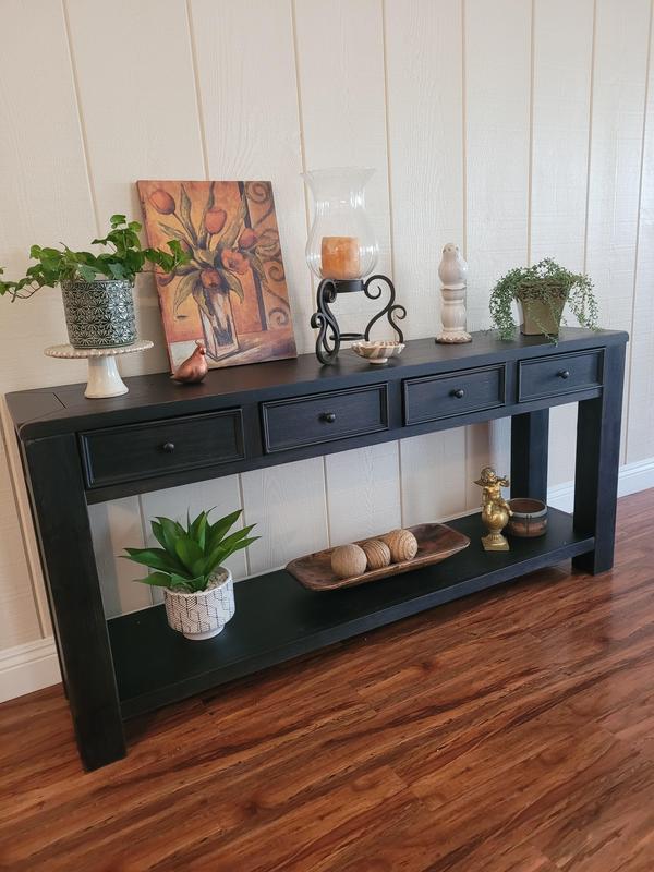 Signature Design by Ashley Gavelston Black Finish 4 Drawer Sofa Console ...