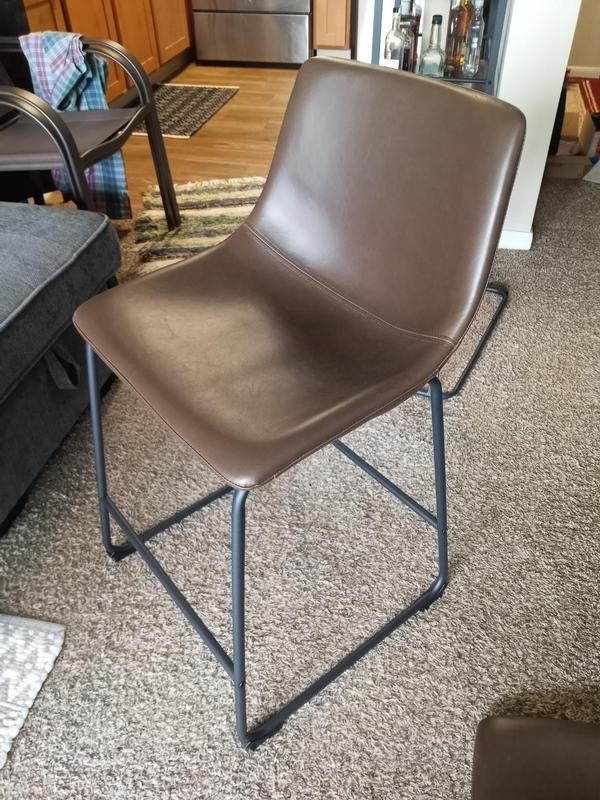 Signature Design by Ashley Centiar Black Faux Leather Counter Height ...