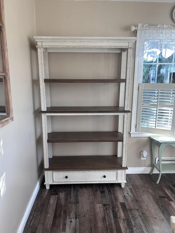 Signature Design by Ashley Realyn 75 Inch Antiqued Two Tone White and ...