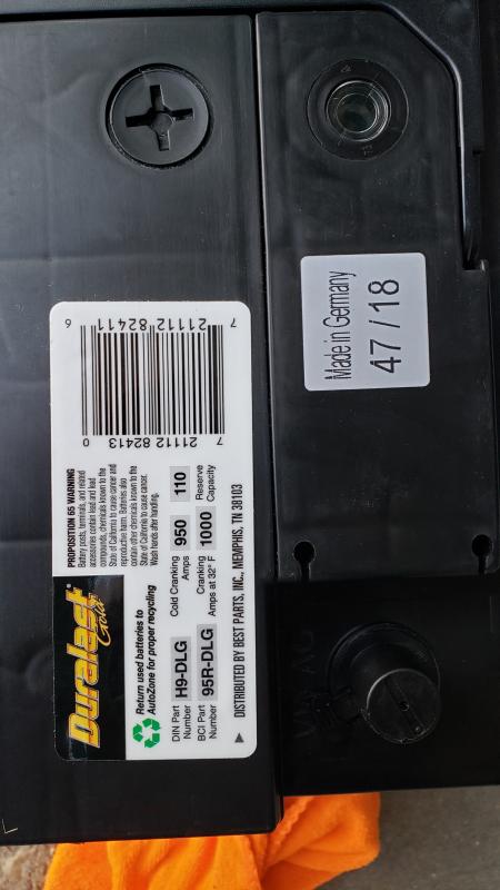 Duralast Gold Group Size 95R H9 Battery H9-DLG Reviews