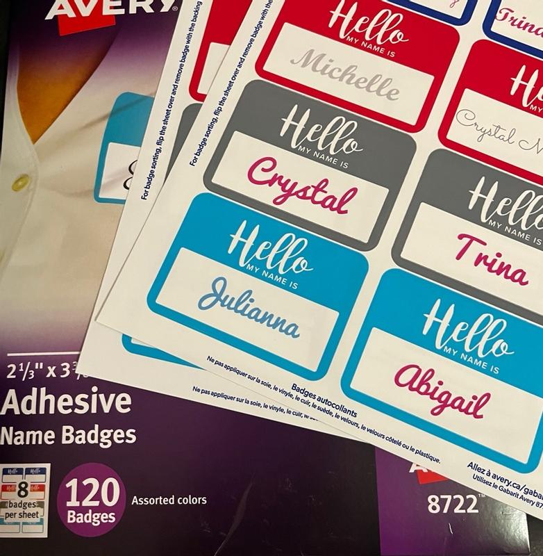 Avery Flexible Adhesive Name Badge Labels hello 3 3 8 X 2 1 3 Assorted ...