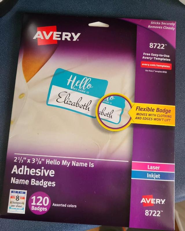 Avery Flexible Adhesive Name Badge Labels hello 3 3 8 X 2 1 3 Assorted ...