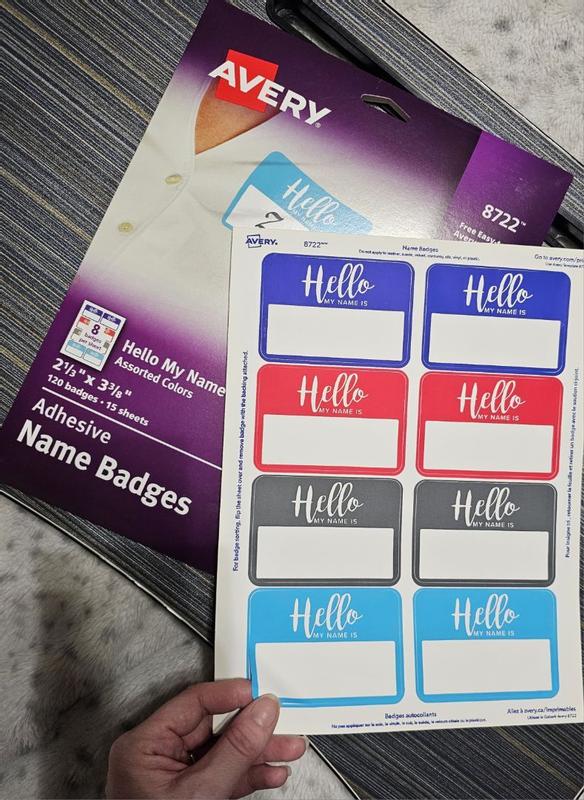 Avery Flexible Adhesive Name Badge Labels hello 3 3 8 X 2 1 3 Assorted ...