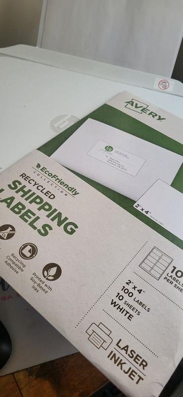 Avery Laser/Inkjet Label 4 in Label W 2 in Label H 10 Labels per Sheet ...