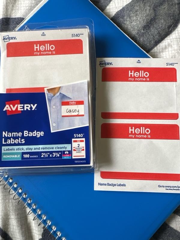 Avery Hello My Name Is Name Tags 05140 2 13 x 3 38 White With Red ...