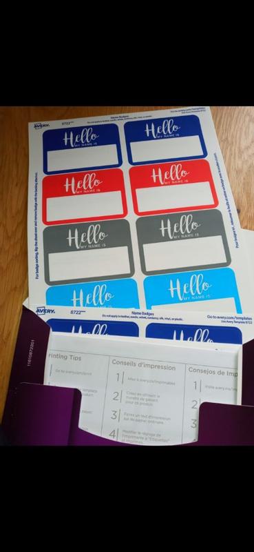 Avery Flexible Adhesive Name Badge Labels hello 3 3 8 X 2 1 3 Assorted ...