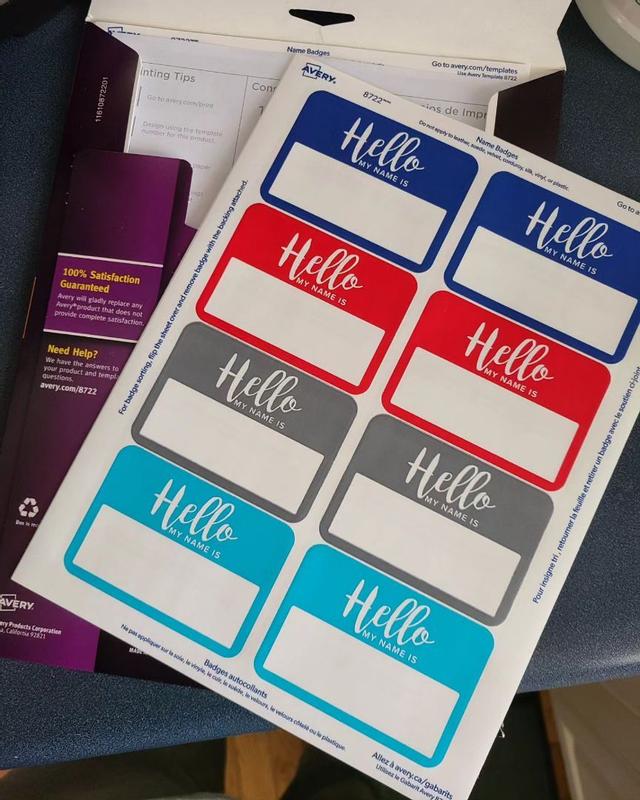 Avery Flexible Adhesive Name Badge Labels hello 3 3 8 X 2 1 3 Assorted ...