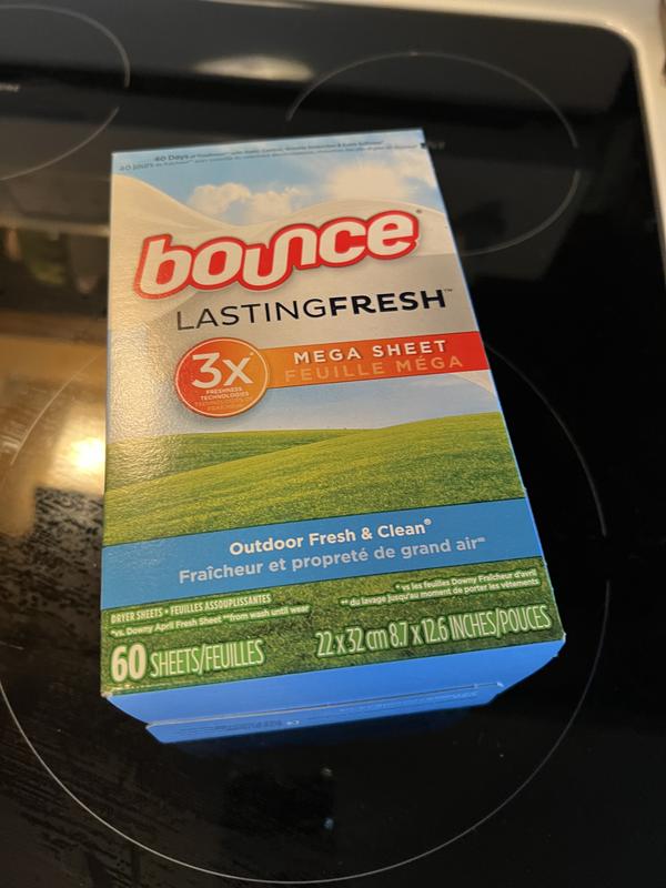Bounce Lasting Fresh Mega Dryer Sheets, 120 ct, Outdoor Fresh & Clean ...