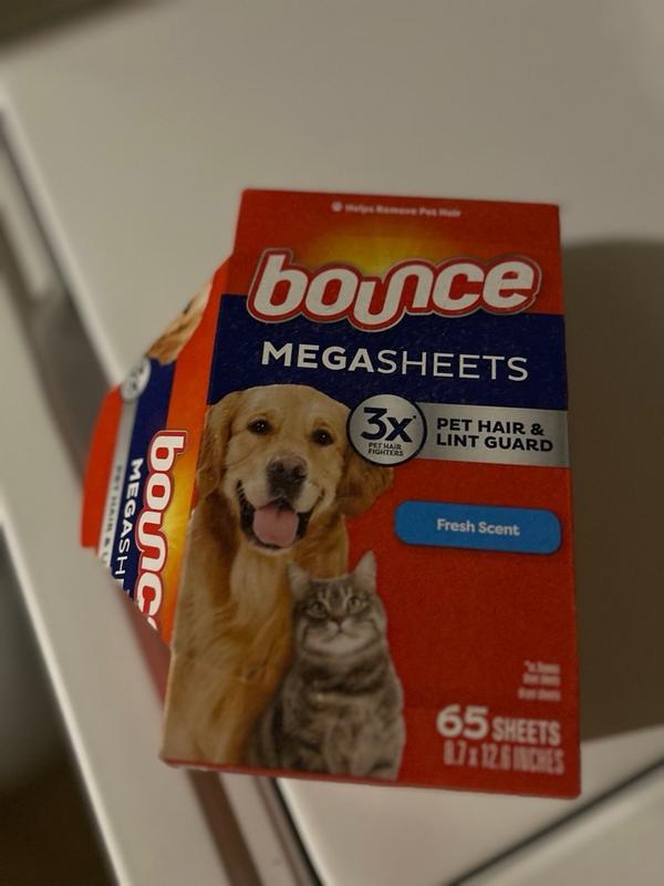 Bounce Pet Hair and Lint Guard Mega Dryer Sheets, Fresh Scent, 120 ...
