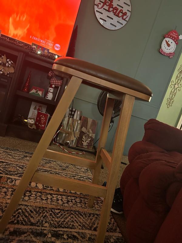 Toasted Oak 29-in H Bar height Upholstered Wood Bar Stool 2 -Pack in ...