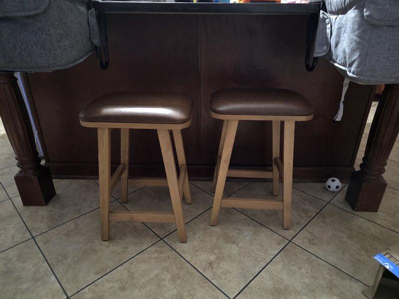 Toasted Oak 29-in H Bar height Upholstered Wood Bar Stool 2 -Pack in ...