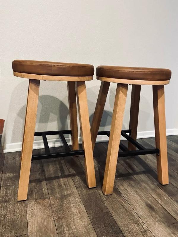 Toasted Oak 24-in H Counter height Upholstered Wood Bar Stool 2 -Pack ...