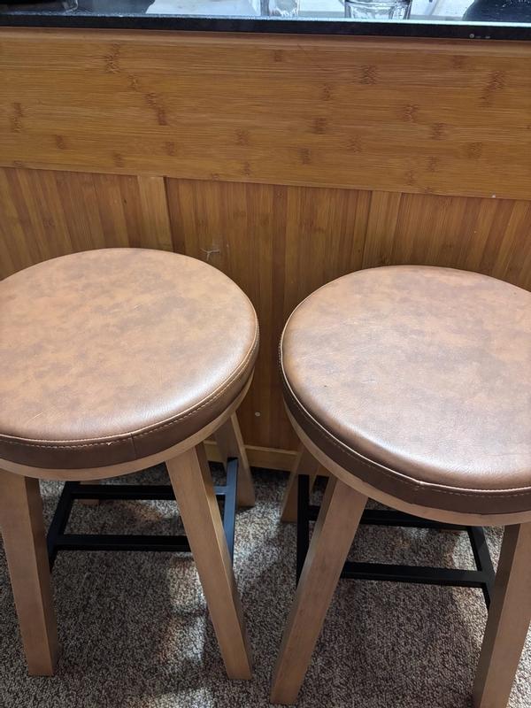 Toasted Oak 24-in H Counter height Upholstered Wood Bar Stool 2 -Pack ...