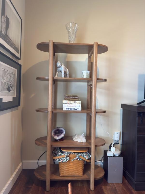 Bower Home Toasted Oak Wood Bookcase ( 32-in W x 60-in H x 15-in D ...