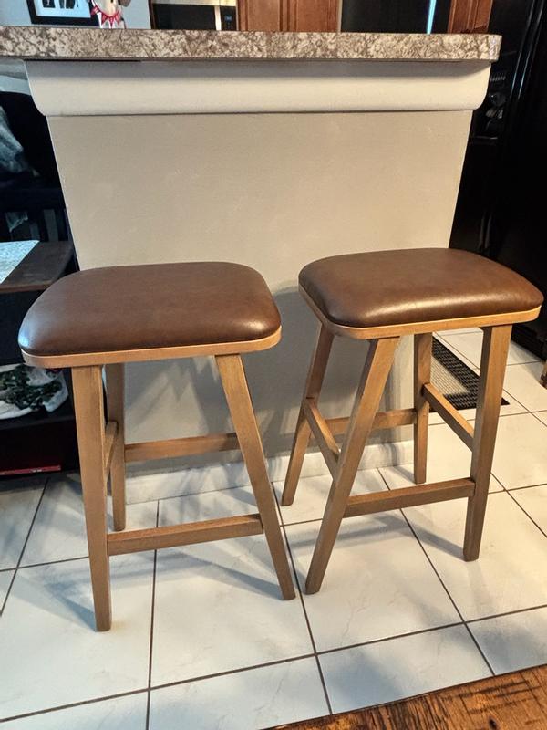 Toasted Oak 29-in H Bar height Upholstered Wood Bar Stool 2 -Pack in ...