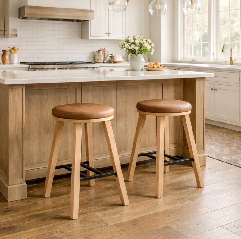 Toasted Oak 24-in H Counter height Upholstered Wood Bar Stool 2 -Pack ...