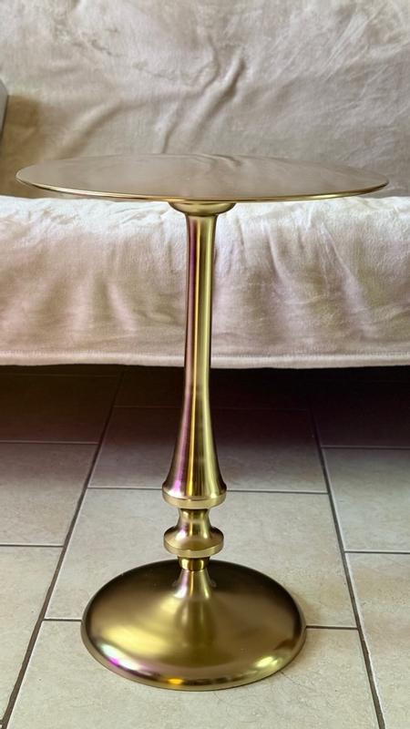 Lavish Home Iron Pedestal Side Table 16-in W x 22-in H Antiqued Gold ...