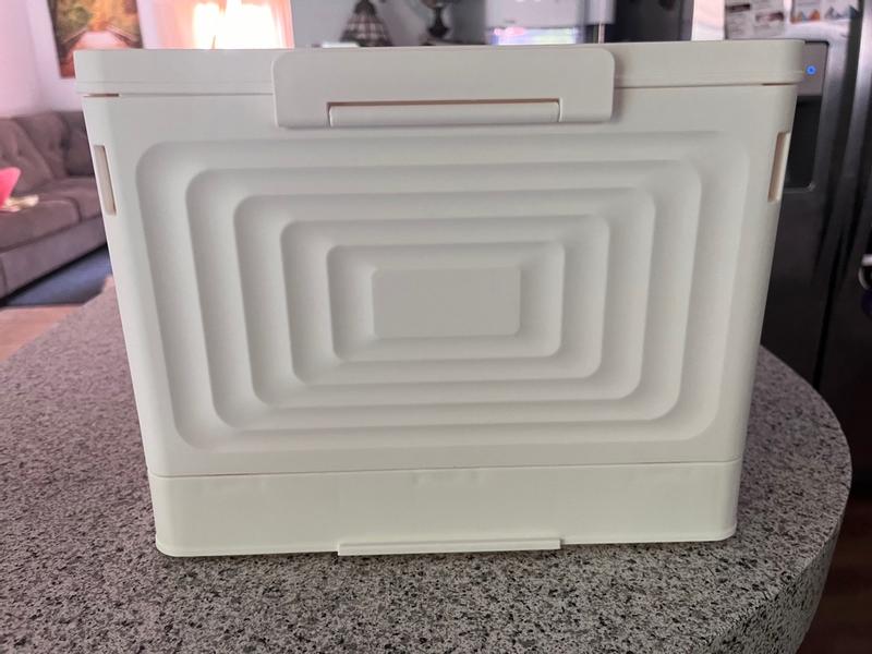 Home Complete Small White and Gray Plastic Collapsible Stackable Bin in ...