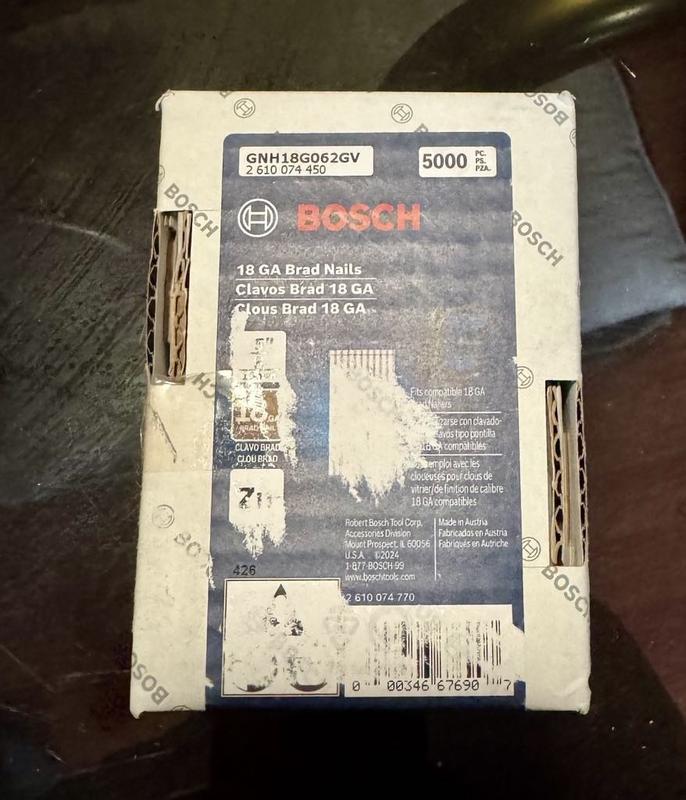 Bosch 1-in 18 -Gauge Straight Galvanized Collated Brad nails 5000 -Per ...