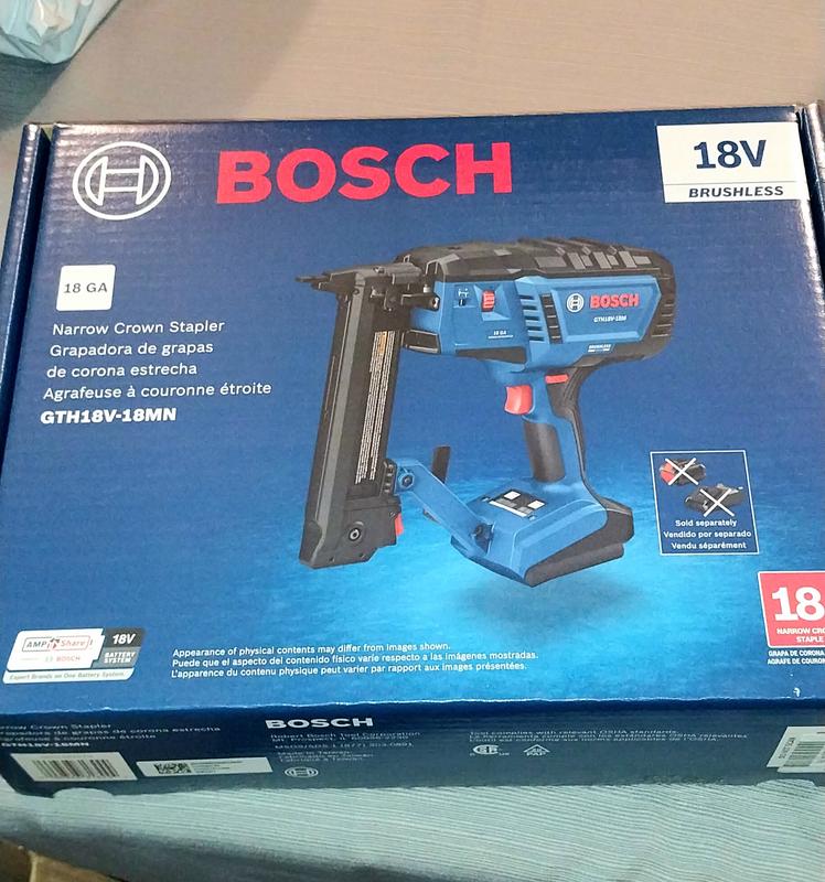 Bosch 18V Brushless 18-Gauge 3/8-in Narrow Crown Finish Stapler GTH18V ...