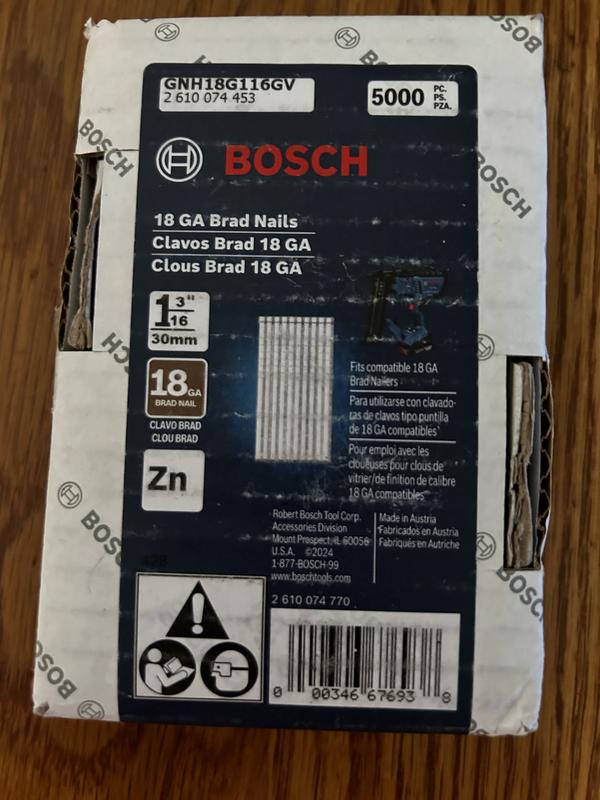 Bosch 1-3/4-in 17 -Gauge Straight Galvanized Collated Brad nails 5000 ...