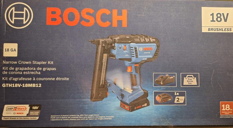 Bosch 18-Gauge 1-1/2-in Narrow Crown Finish Stapler GTH18V-18MB12 at ...