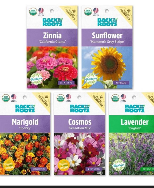 Back to the Roots Organic Flowers Seeds Variety (5-pack) Seeds 0848-oz ...