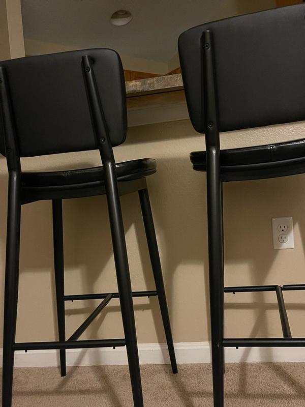 Merrick Lane Regency Black Faux Leather Barstools Contemporary Black ...