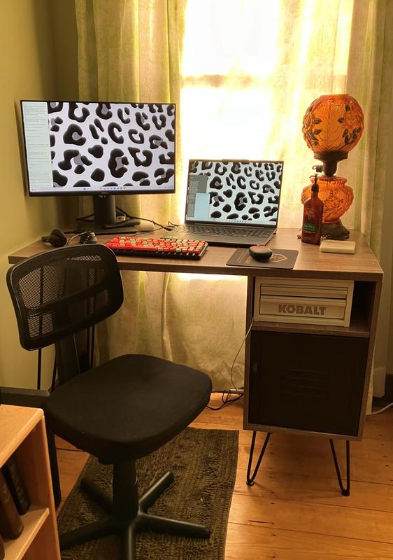 Emma + Oliver Rustic Wood Grain Finish Computer Desk with Metal Cabinet ...