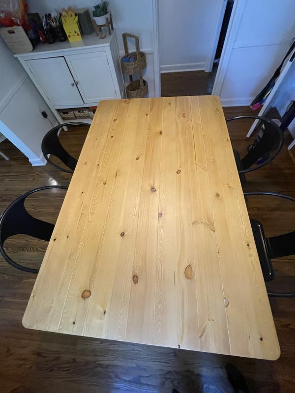 Taylor & Logan Ingles Light Natural Rustic Dining Table, Wood with Brown Wood Base 60-in L x 30 ...