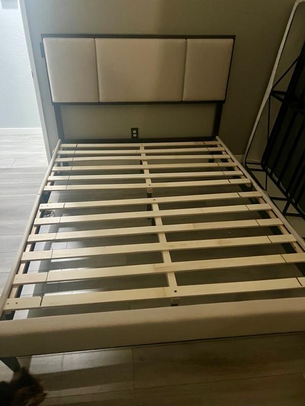Martha Stewart Jett Queen Size Solid Wood Platform Bed with Upholstered ...