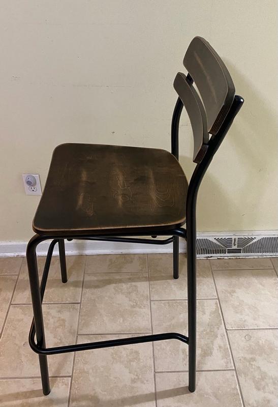Emma + Oliver Blanchard Bar Stool with Black Metal Frame and Solid Wood ...