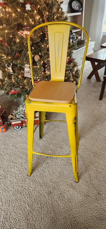 Emma + Oliver Nova Distressed Orange Metal 30-in High Bar Height Stools ...
