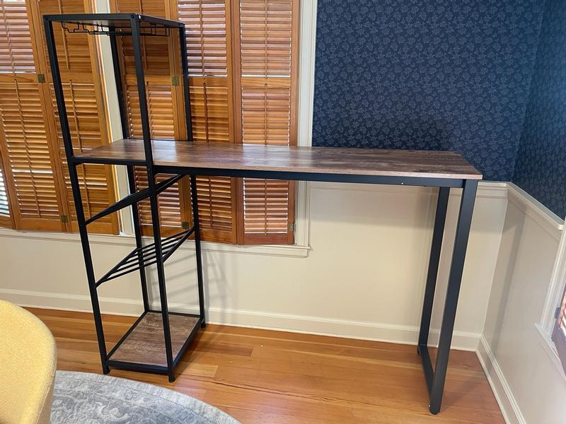Flash Furniture Jura Metal Bar and Wine Table with 2 Slanted Shelves ...