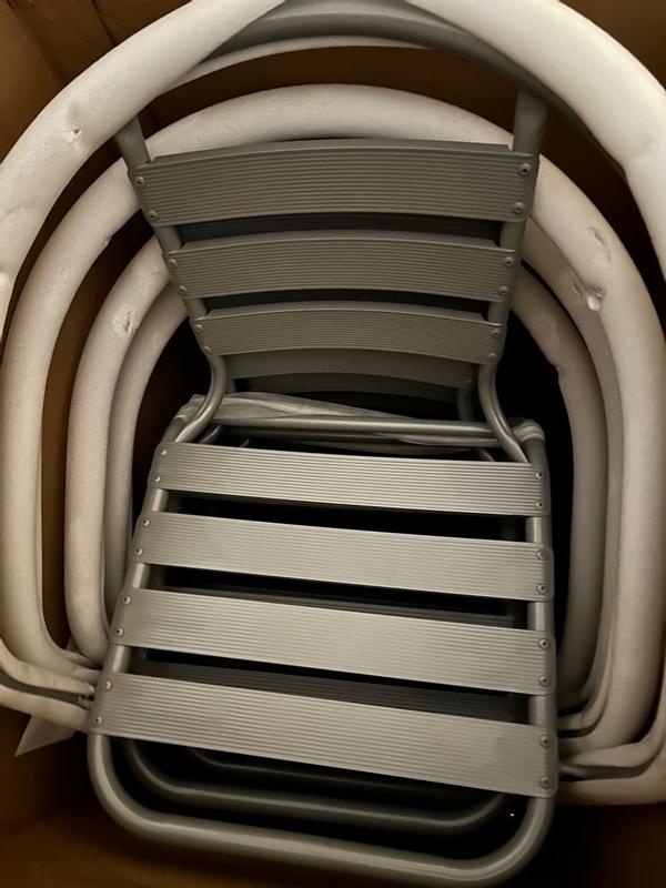 Rhea 31.5'' Square Glass Top Metal Table With 4 Aluminum Slat Stack ...